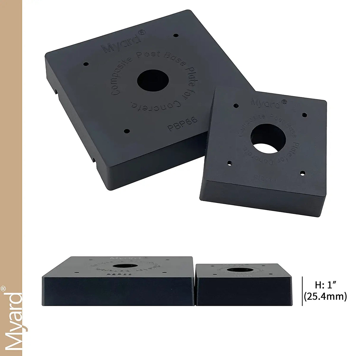 Myard PBP44 Post Base Plate for 4X4 Inches Wood Post, Provides Code Re ...