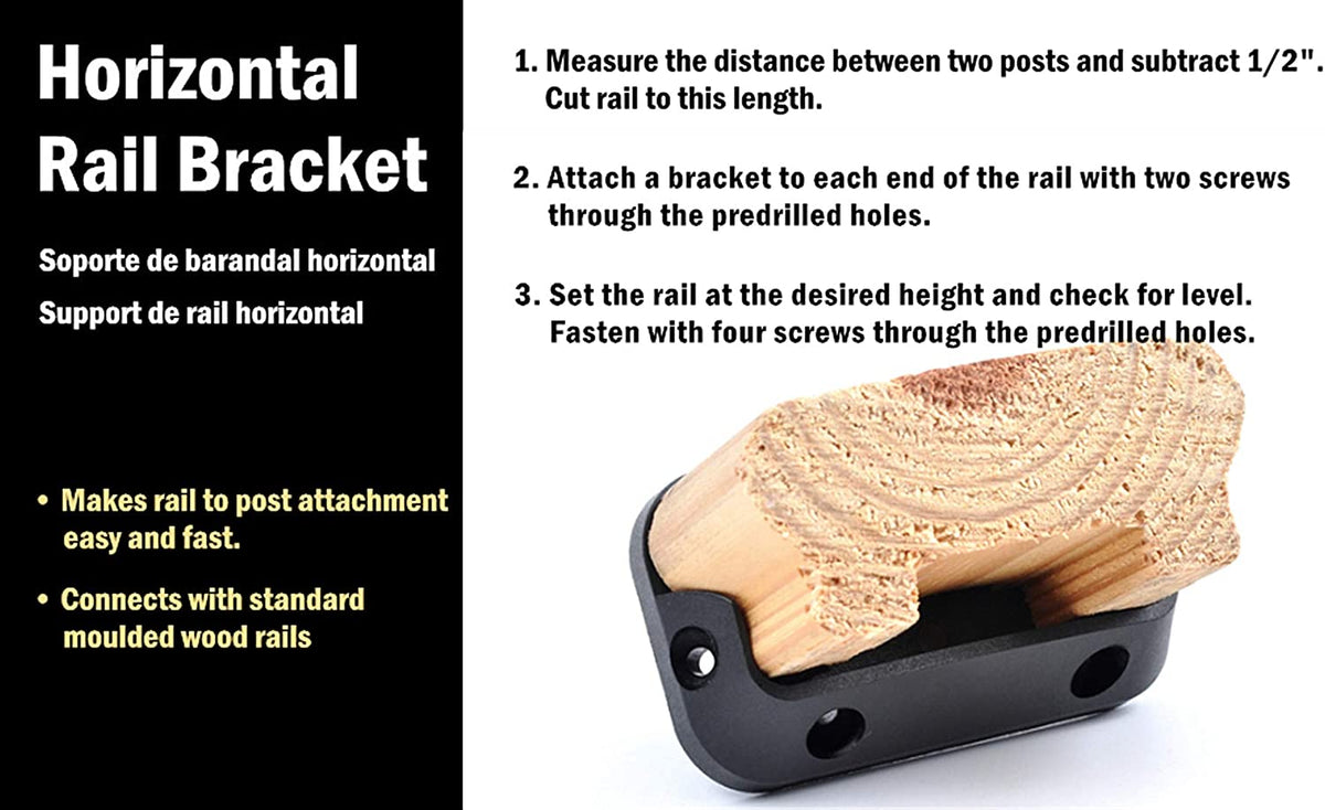 Deck Horizontal Railing Connectors Brackets with Screws for 2X4 (Actua ...